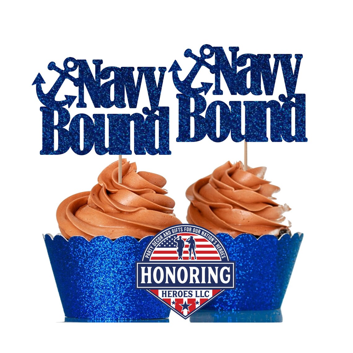 Navy Bound Cupcake Toppers | Etsy
