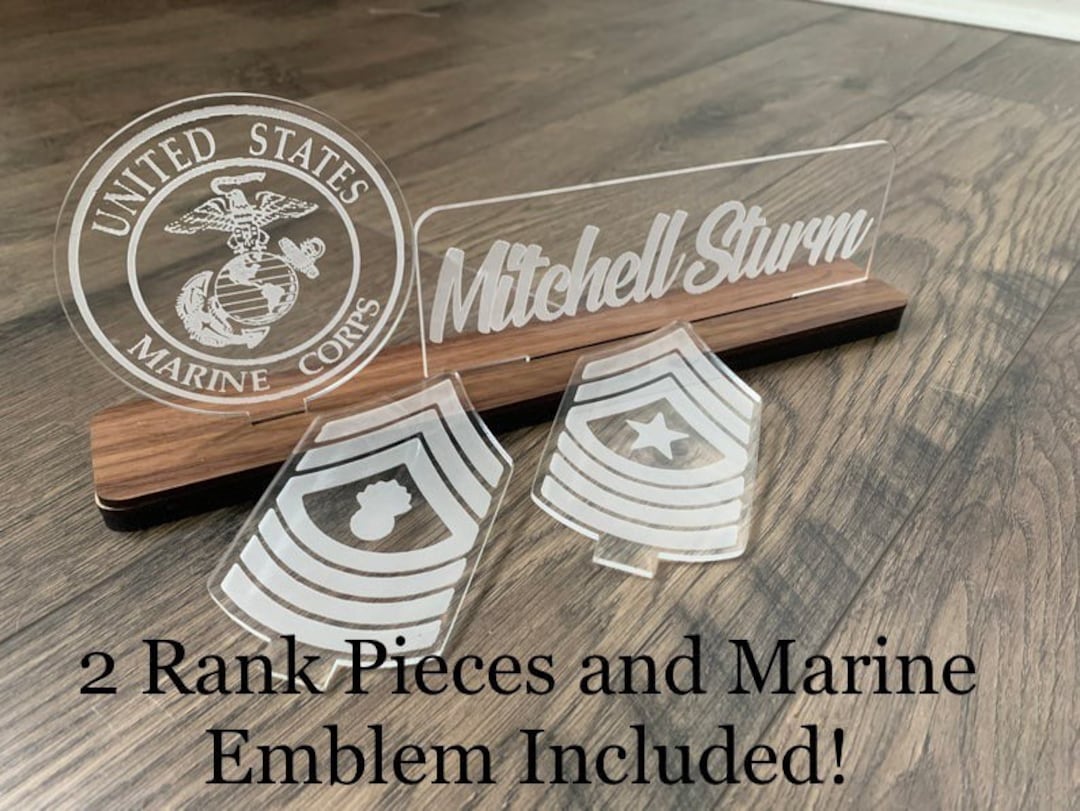 USMC Interchangable Name Plate and Rank. Perfect Addition to Any Marine ...