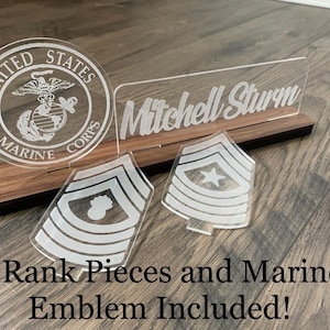 USMC Interchangable Name Plate and Rank. Perfect Addition to Any Marine ...