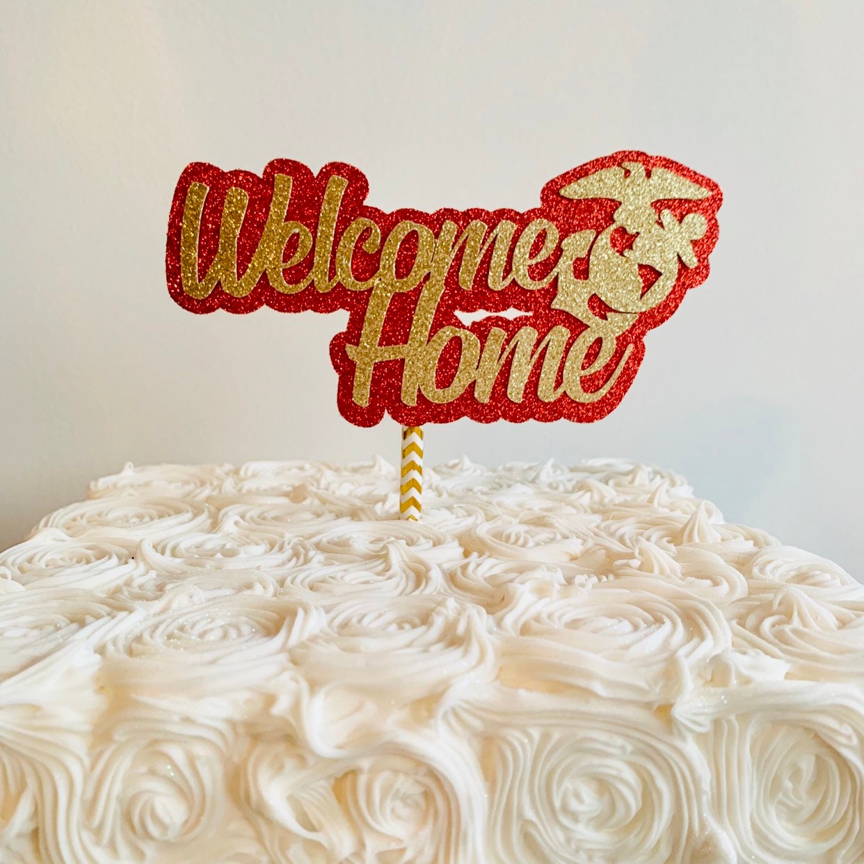 Kitchen Décor Home & Living Military Welcome Home Cake Topper Glitter ...