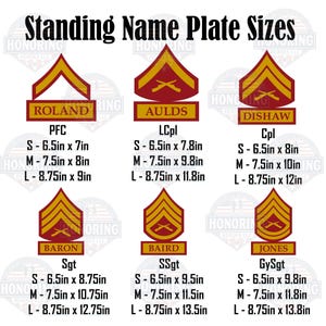 USMC Marine Corp Enlisted Rank Standing Name Plate - Military Promotion ...