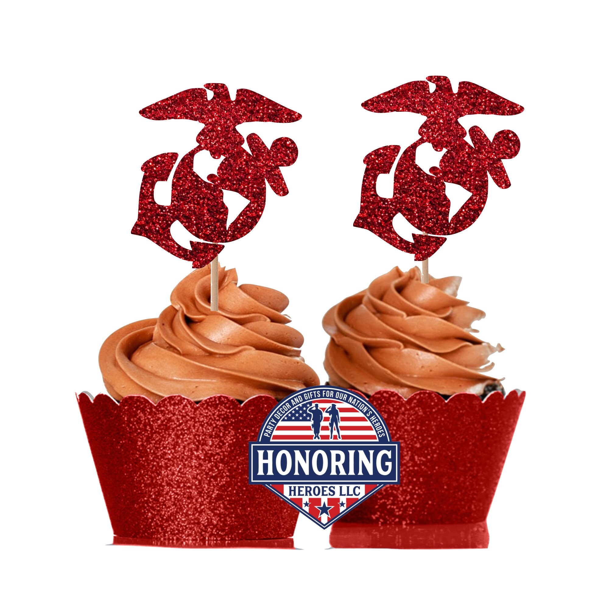 Usmc Eagle Globe Anchor Glitter Cupcake Toppers No Shed Etsy