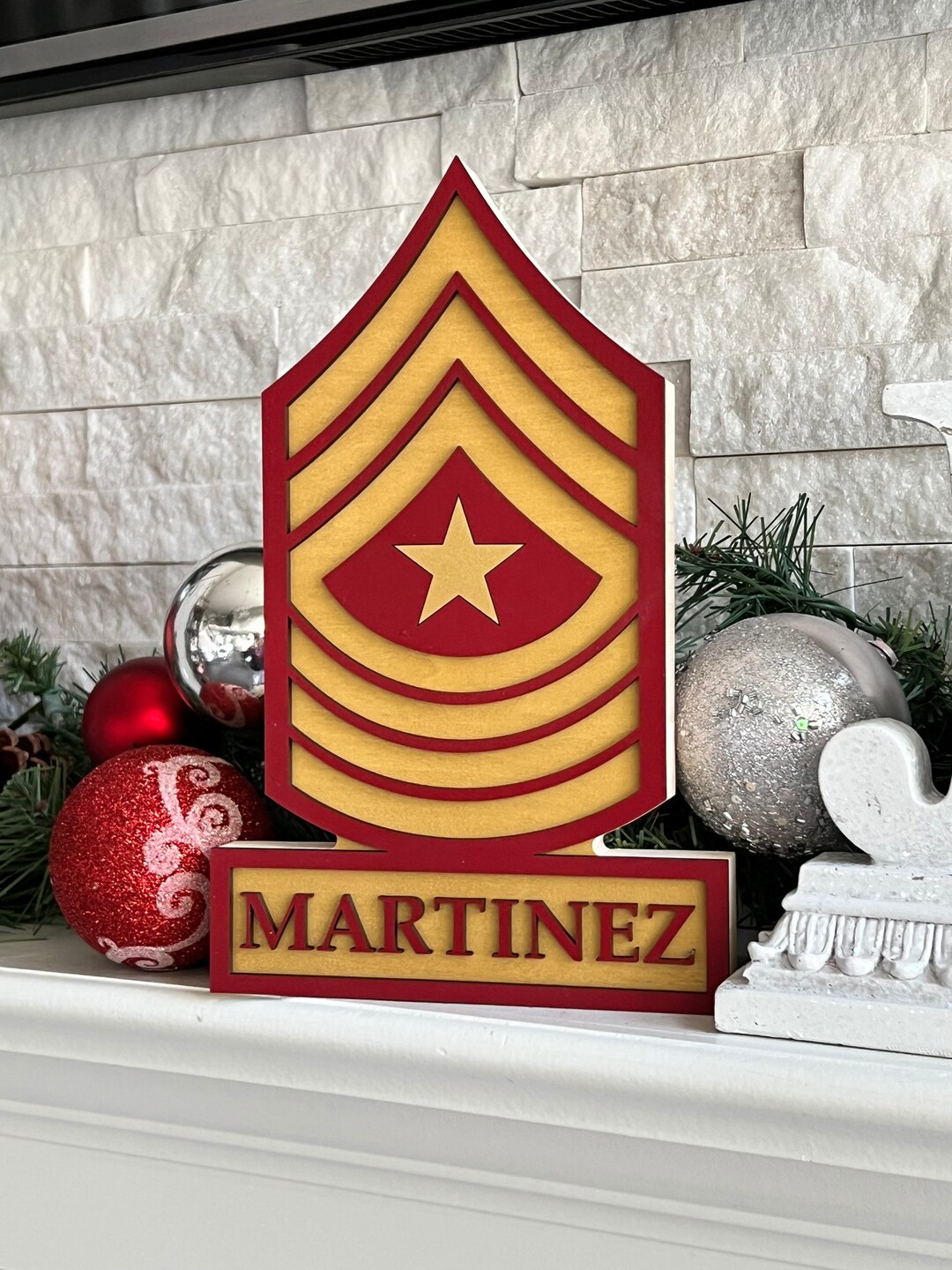 USMC Marine Corp Enlisted Rank Standing Name Plate - Military Promotion ...