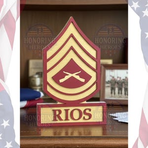 USMC Marine Corp Enlisted Rank Standing Name Plate - Military Promotion ...