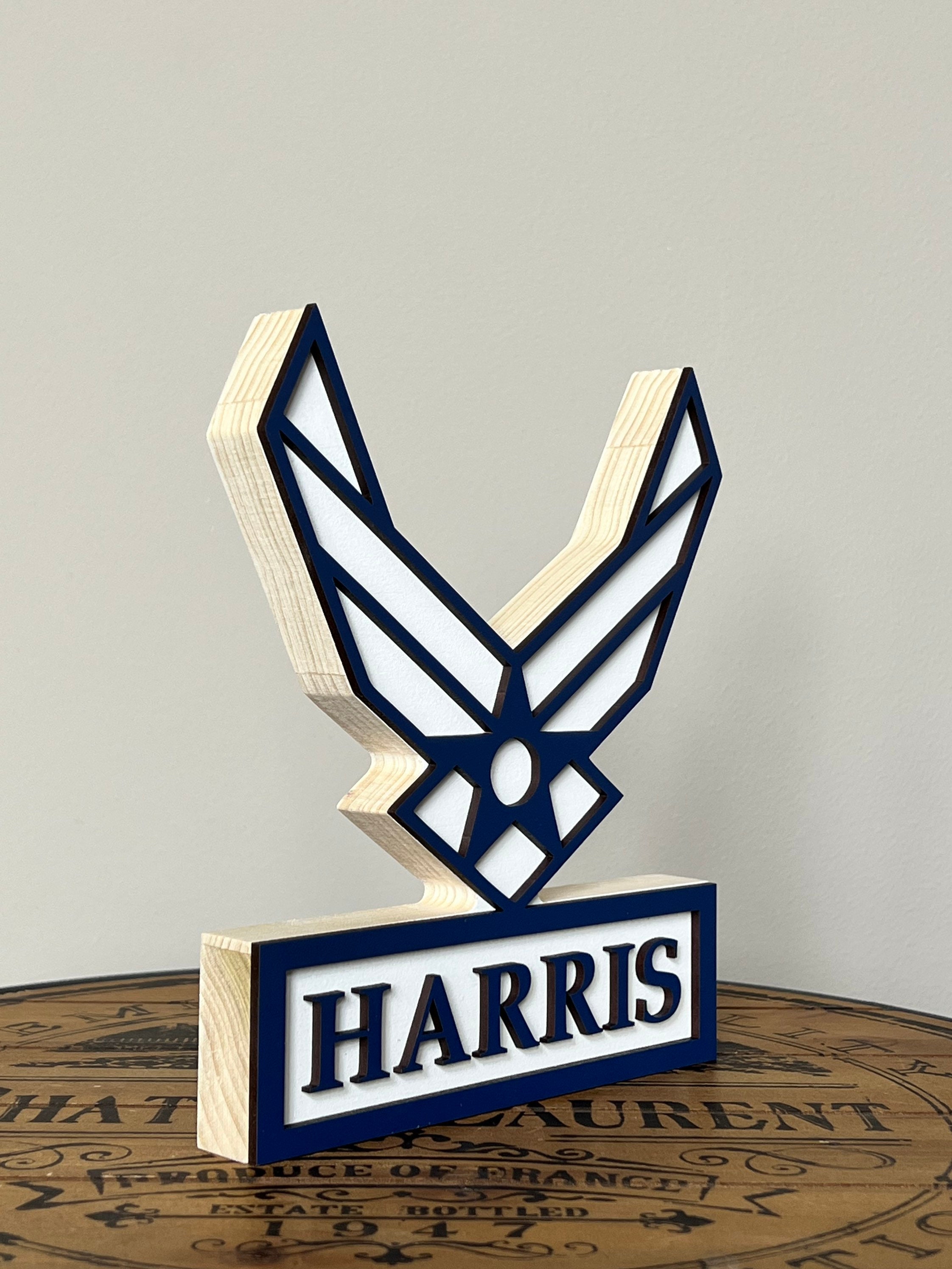 Air Force Emblem Standing Name Plate Add Last Name MOM - Etsy