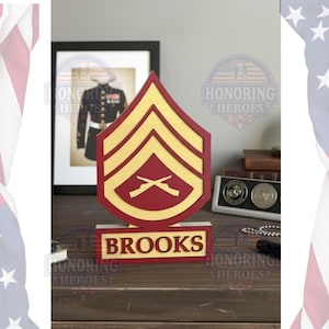 USMC Marine Corp Enlisted Rank Standing Name Plate - Military Promotion ...