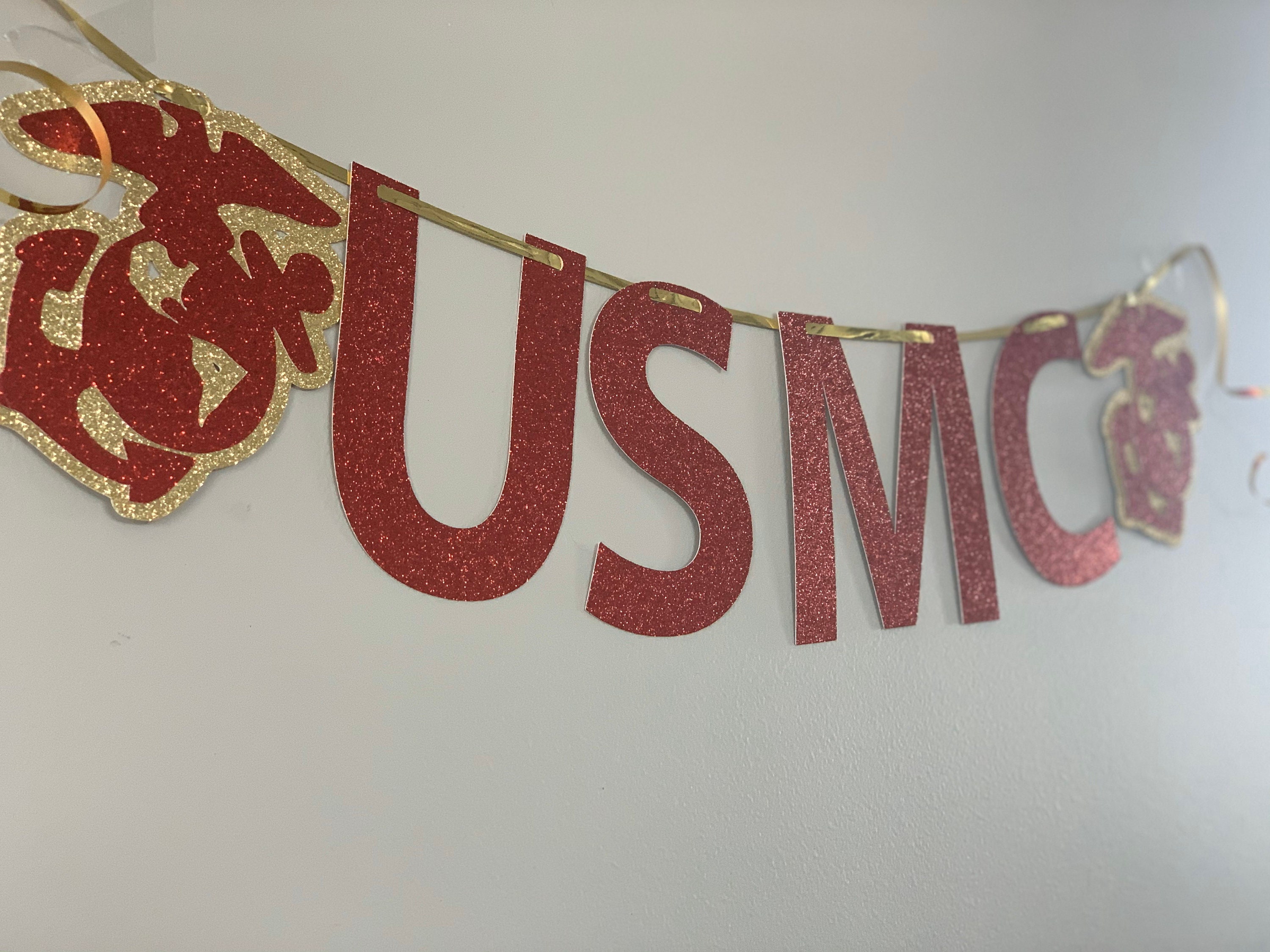 USMC Banner With Cutout Lettering NO SHED! - Etsy