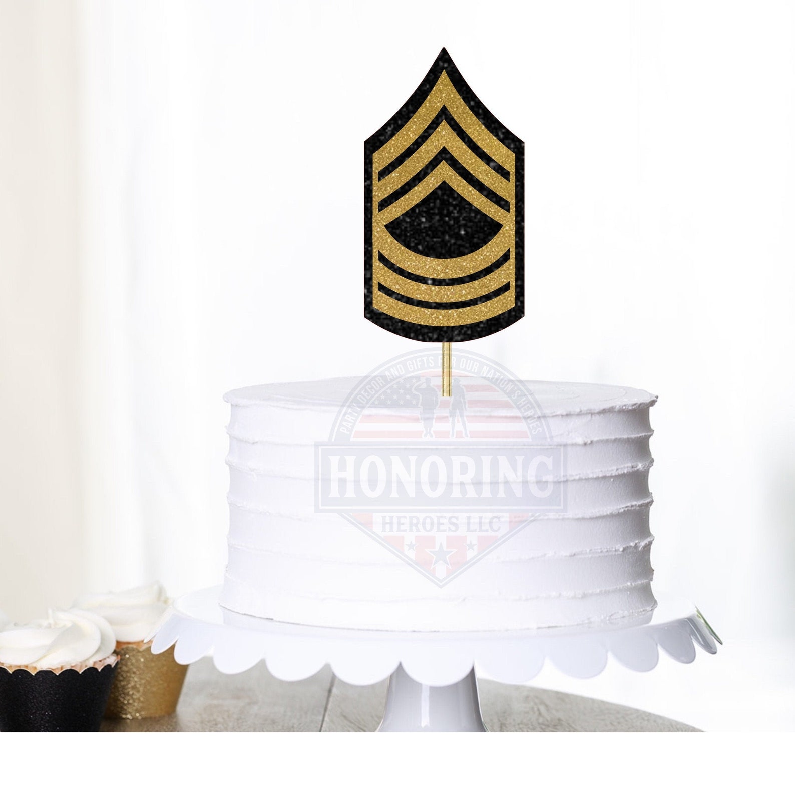 ARMY Enlisted Rank Glitter Cake Topper – Military Retirement, Promotion ...
