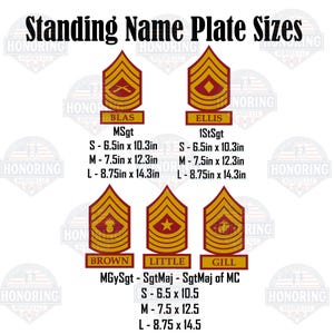 USMC Marine Corp Enlisted Rank Standing Name Plate - Military Promotion ...