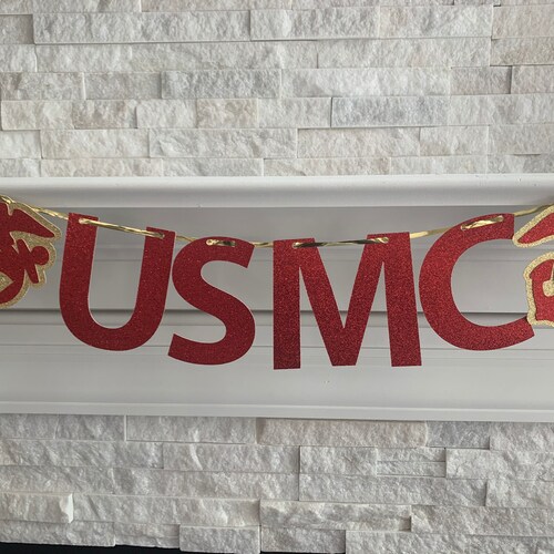 USMC Banner With Cutout Lettering | Etsy