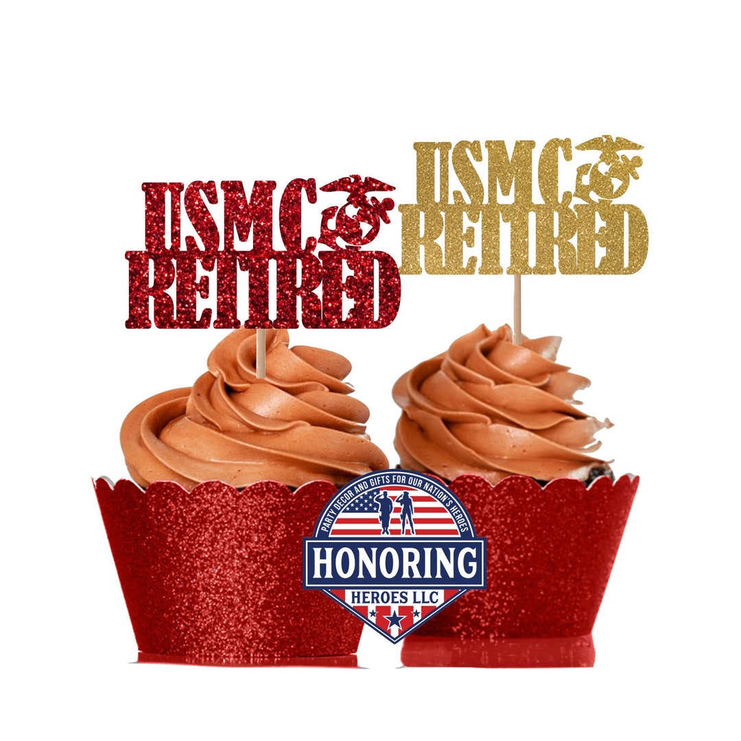 USMC Retired Cupcake Toppers, Marine Retirement Cupcake Toppers, USMC ...