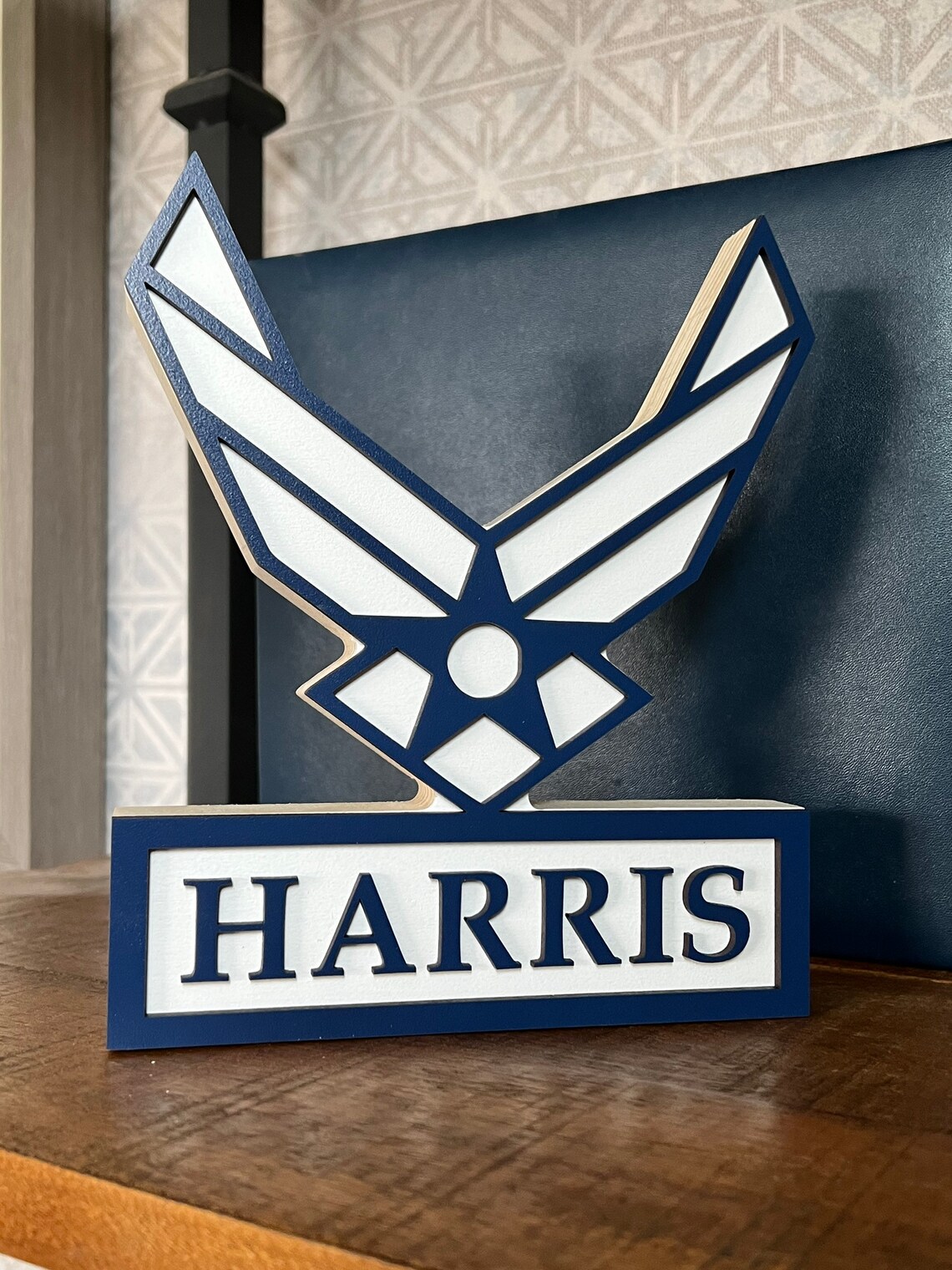 Air Force Emblem Standing Name Plate Add Last Name MOM - Etsy