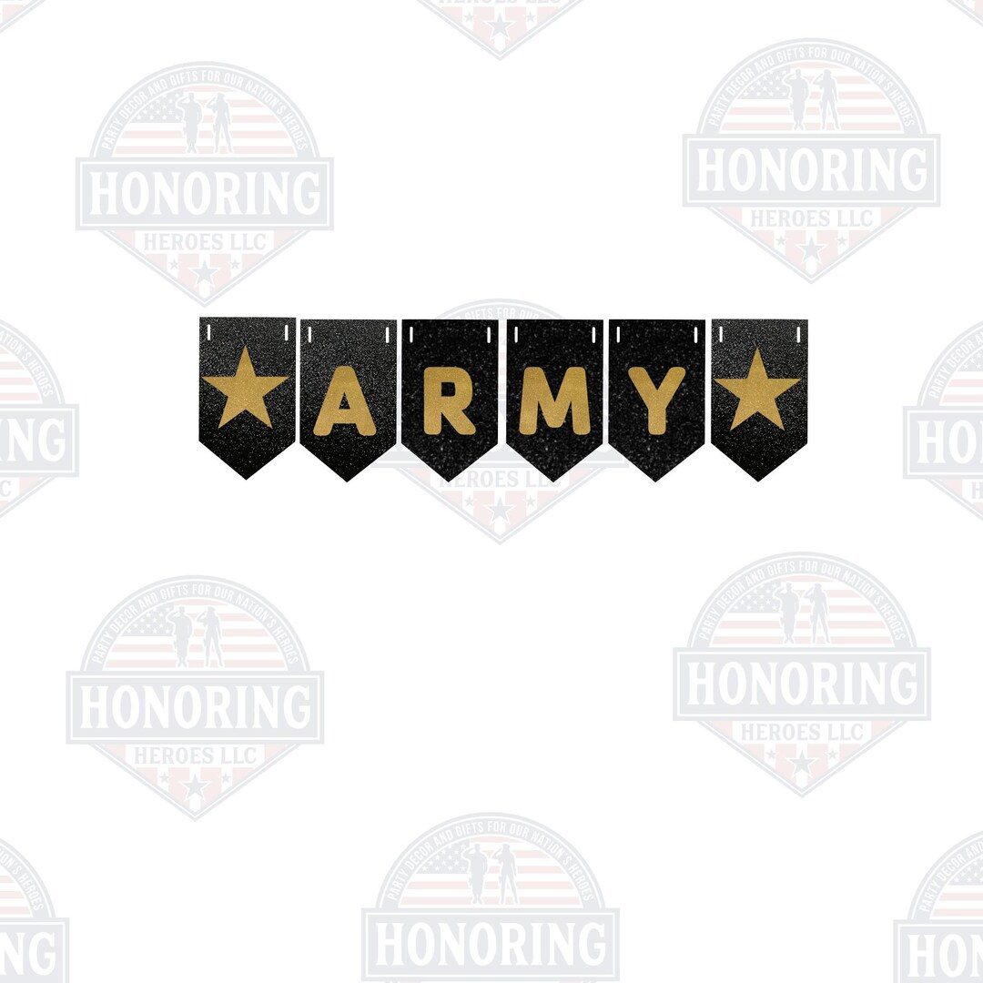 ARMY Banner: Black & Gold Glitter, Army Star Emblem NO SHED! - Etsy