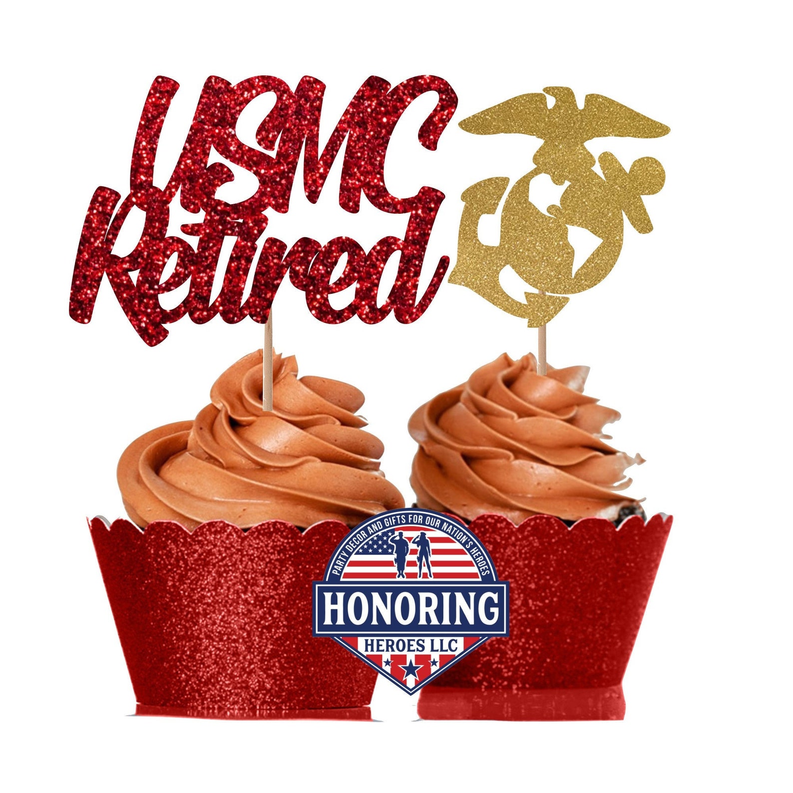 USMC Retired and Emblem Cupcake Toppers - Etsy