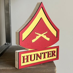 USMC Marine Corp Enlisted Rank Standing Name Plate - Military Promotion ...