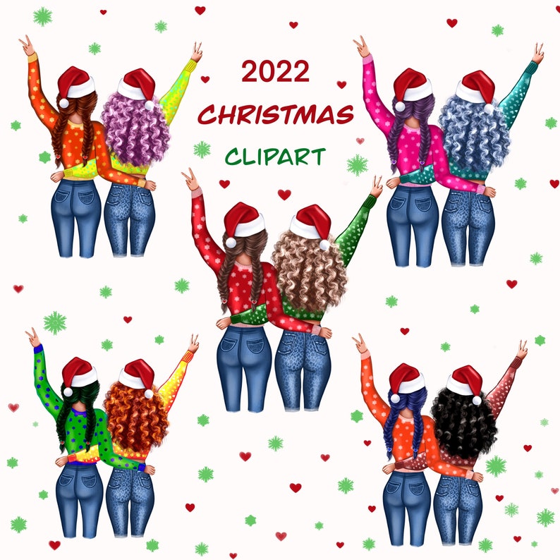 Christmas Clipart Best Friends custom Christmas Art | Etsy