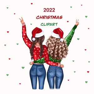 Christmas Clipart Best Friends custom Christmas Art | Etsy