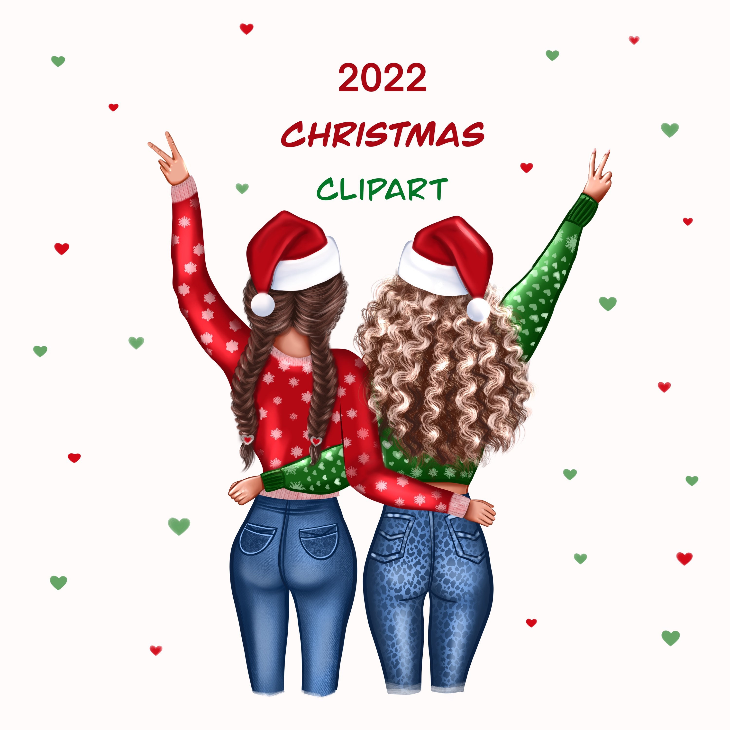 Christmas Clipart Best Friends custom Christmas Art digital Art - Etsy