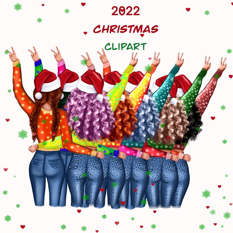 Christmas Clipart Best Friends custom Christmas Art | Etsy