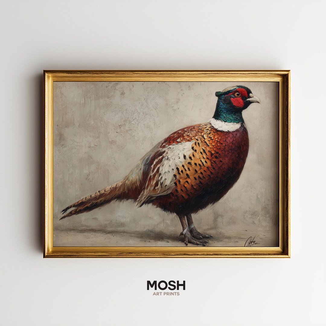 Rustic Pheasant Portrait Printable - Vintage Bird Art, Earthy Wildlife ...
