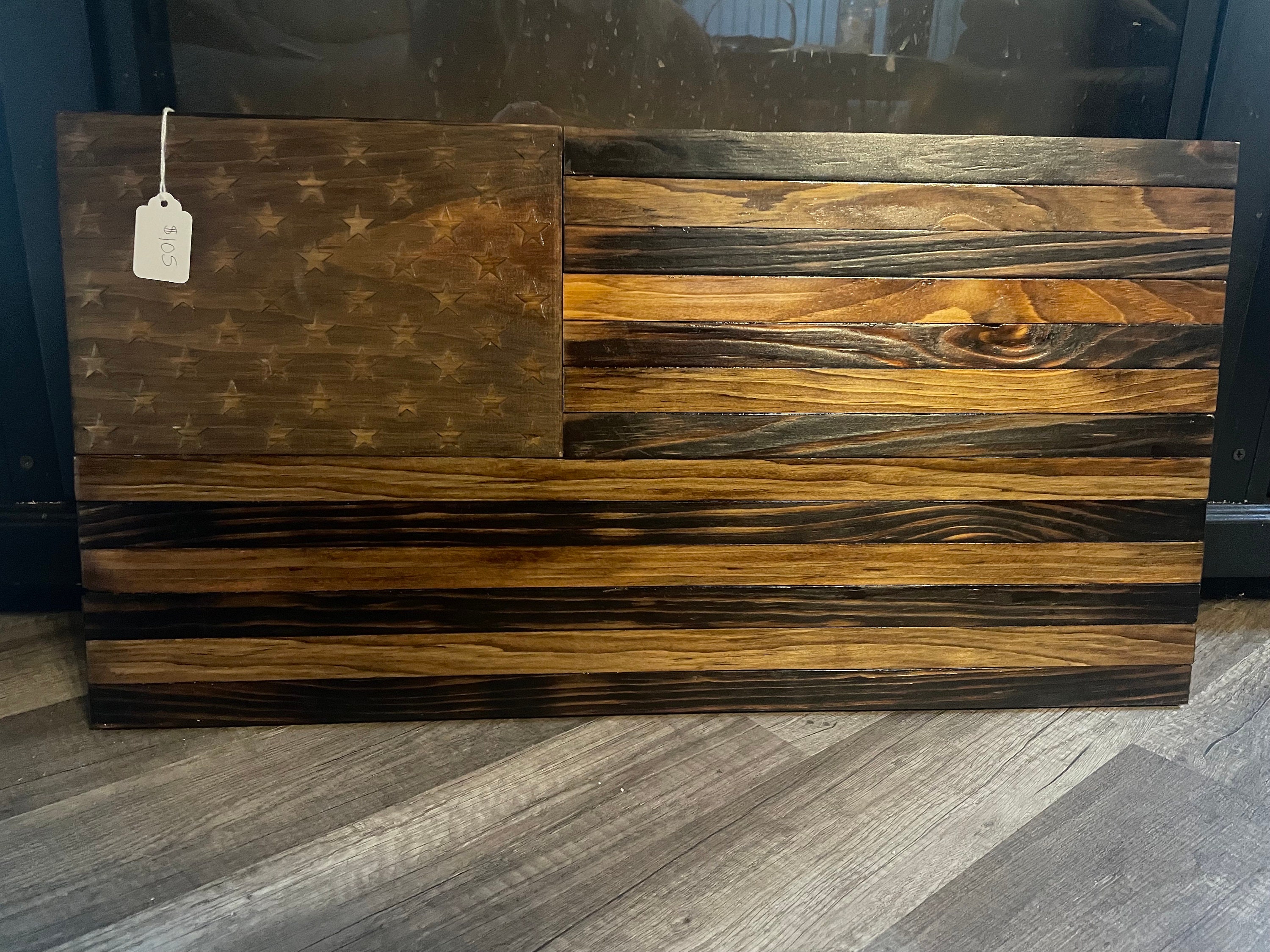 Stained Wood Burned American Flag, Laser Engraved Flag, Rustic Flag - Etsy