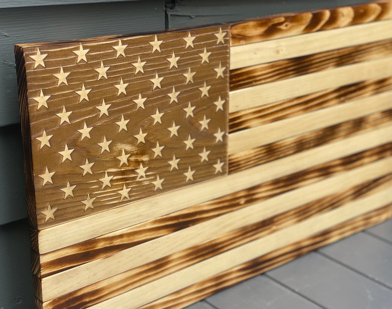 Wood Burned American Flag, Laser Engraved Flag, Rustic Flag - Etsy