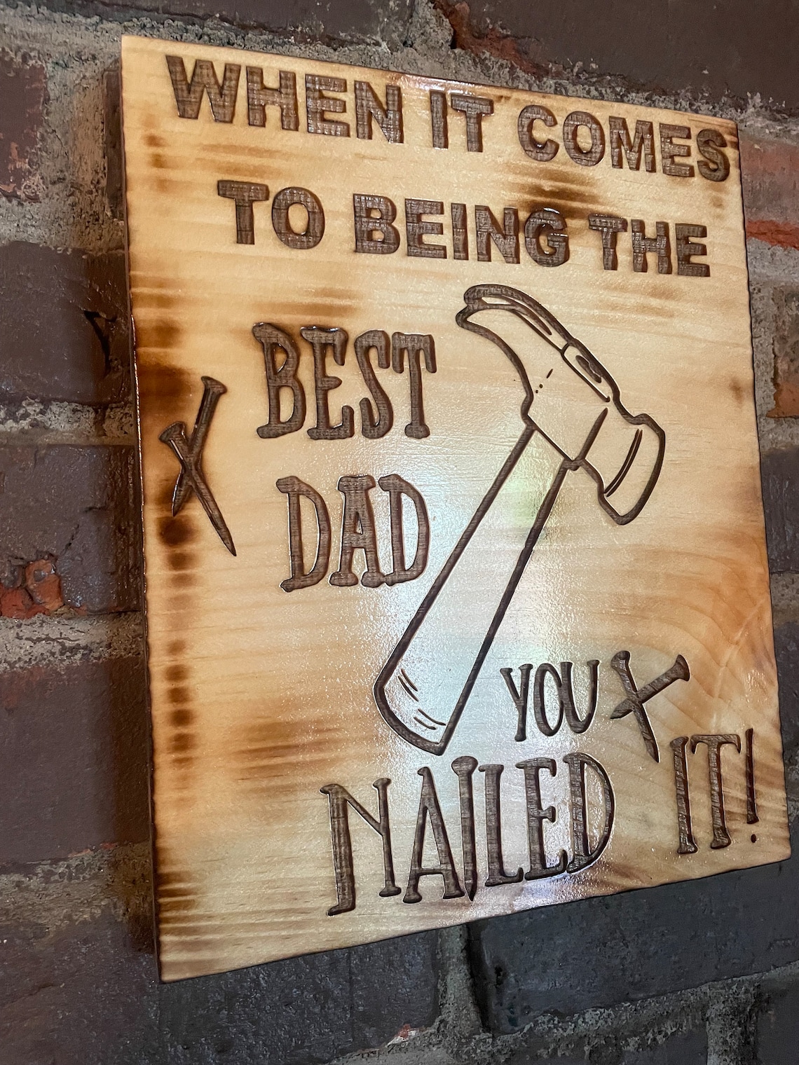 Wooden Sign for Dad, Wood Burned Laser Engraved Sign, Father's Day Gift ...