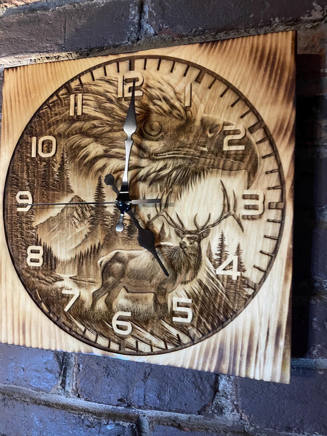 Wooden Laser Engraved Clock, Rustic Wooden Clock, 3D Engraved Clock - Etsy
