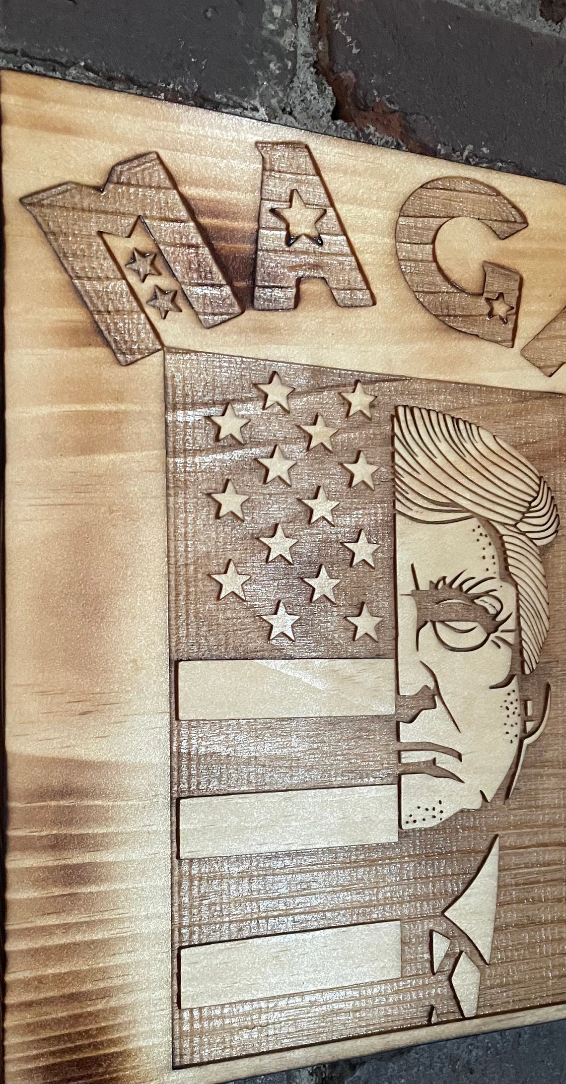 TRUMP Sign, Laser Engraved Patriotic Sign, MAGA Sign, Custom Laser ...