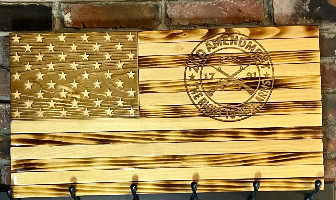 2nd Amendment Wood Burned American Flag, Laser Engraved Flag, Rustic ...