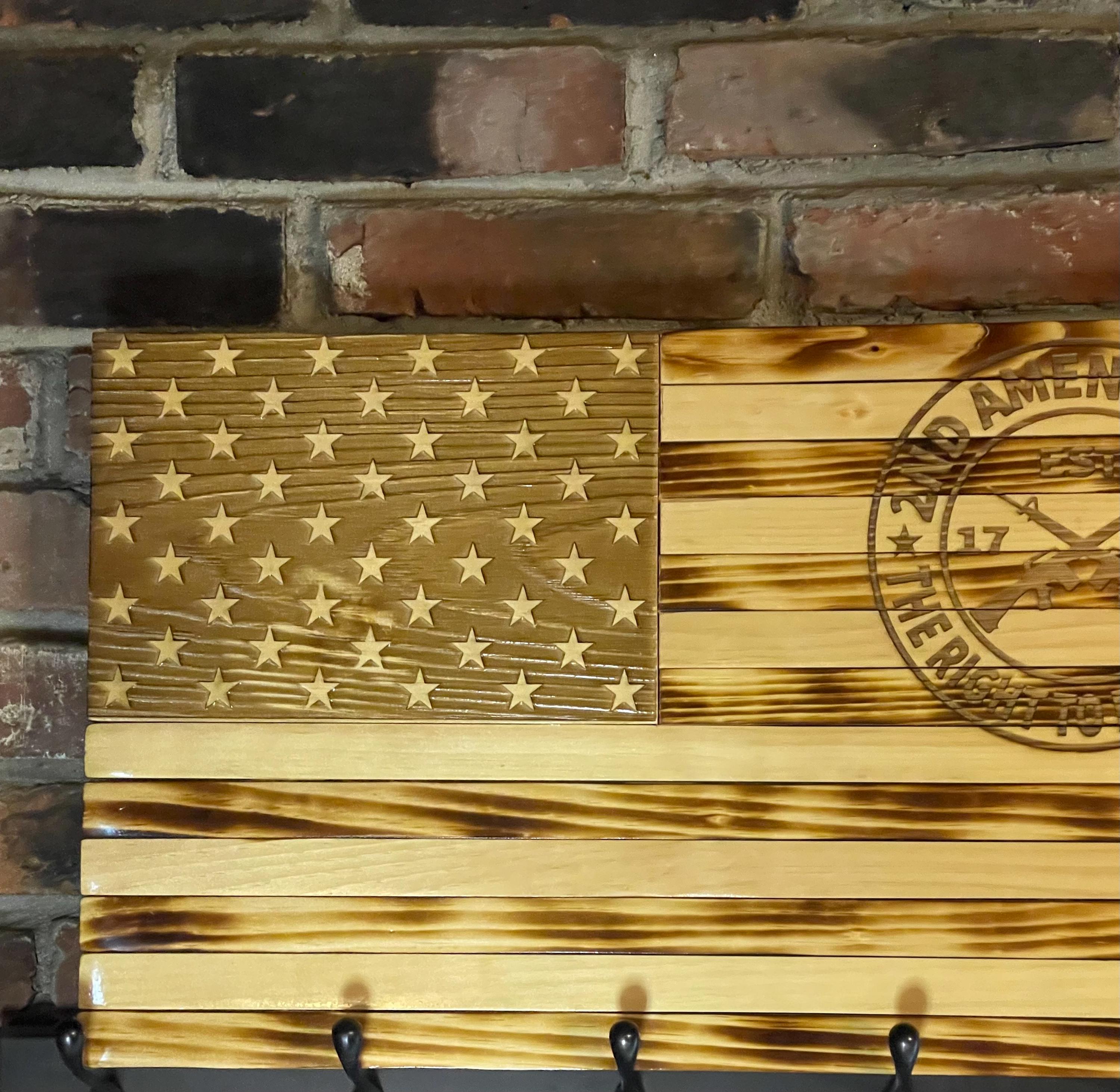 2nd Amendment Wood Burned American Flag, Laser Engraved Flag, Rustic ...