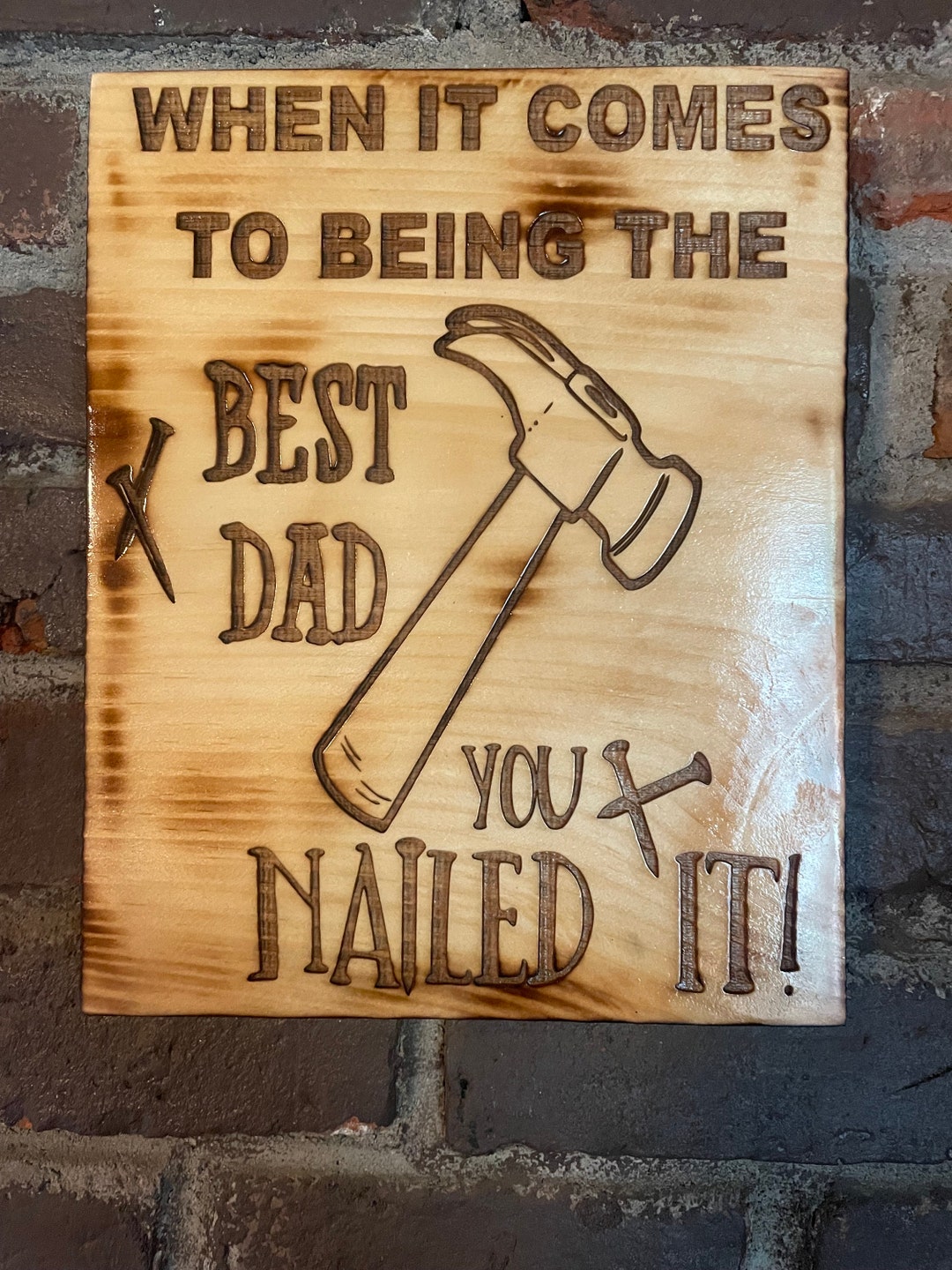 Wooden Sign for Dad, Wood Burned Laser Engraved Sign, Father's Day Gift ...