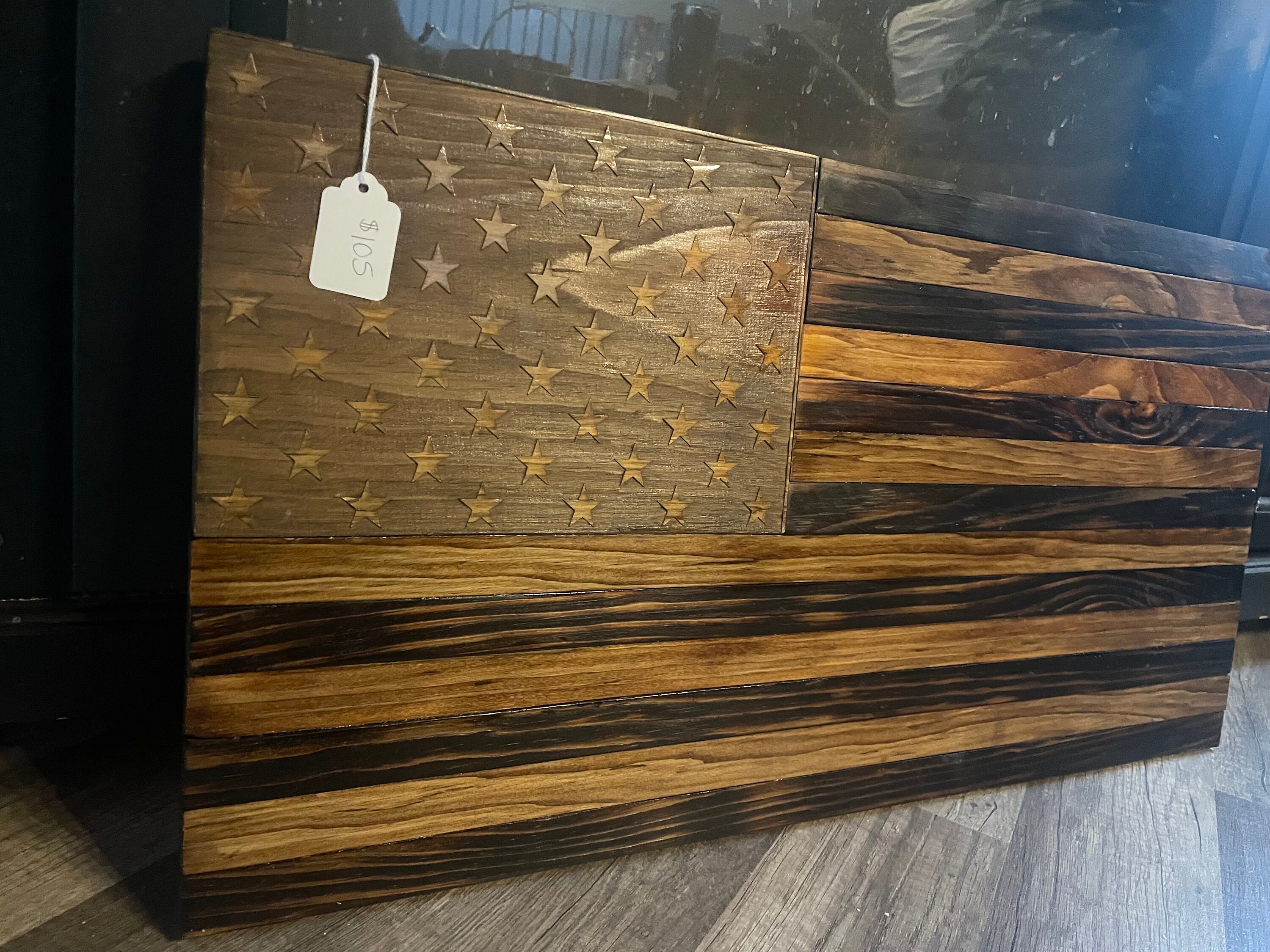 Stained Wood Burned American Flag, Laser Engraved Flag, Rustic Flag - Etsy