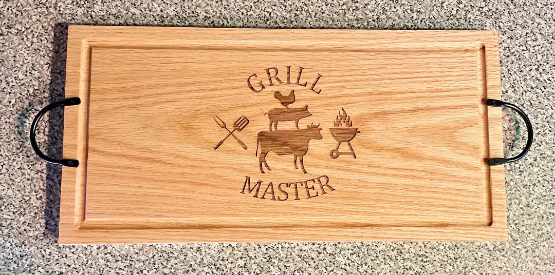 Grilling Tray, Laser Engraved Grilling Tray, Solid Oak Grilling Tray ...