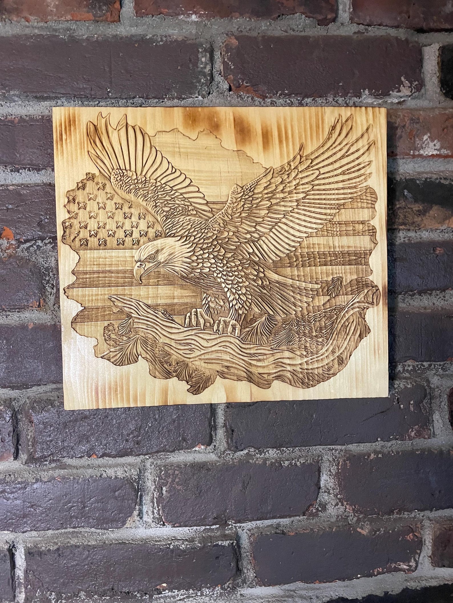 3D Laser Engraved Eagle on Branch Sign, Patriotic Laser Engraved Sign ...