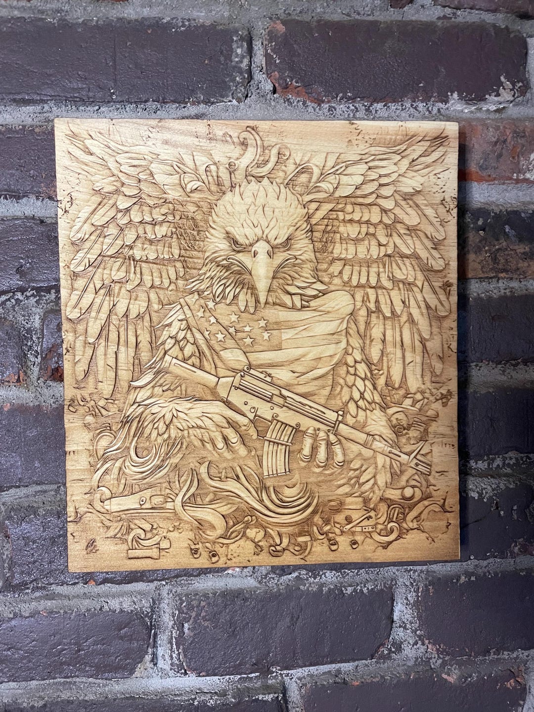 3D Laser Engraved Eagle Sign, Patriotic Laser Engraved Sign, Wall Sign ...