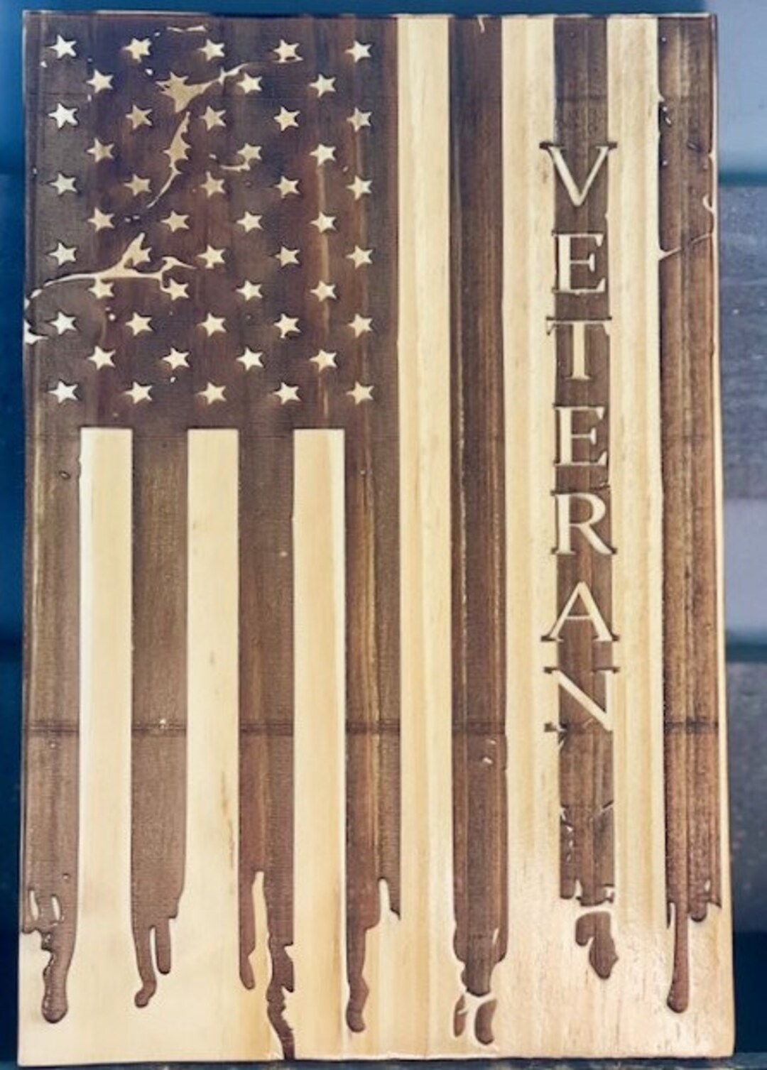 Distressed Wooden Veteran American Flag, Veteran Flag, Veteran Sign ...
