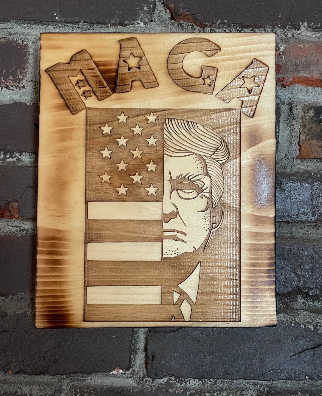 TRUMP Sign, Laser Engraved Patriotic Sign, MAGA Sign, Custom Laser ...