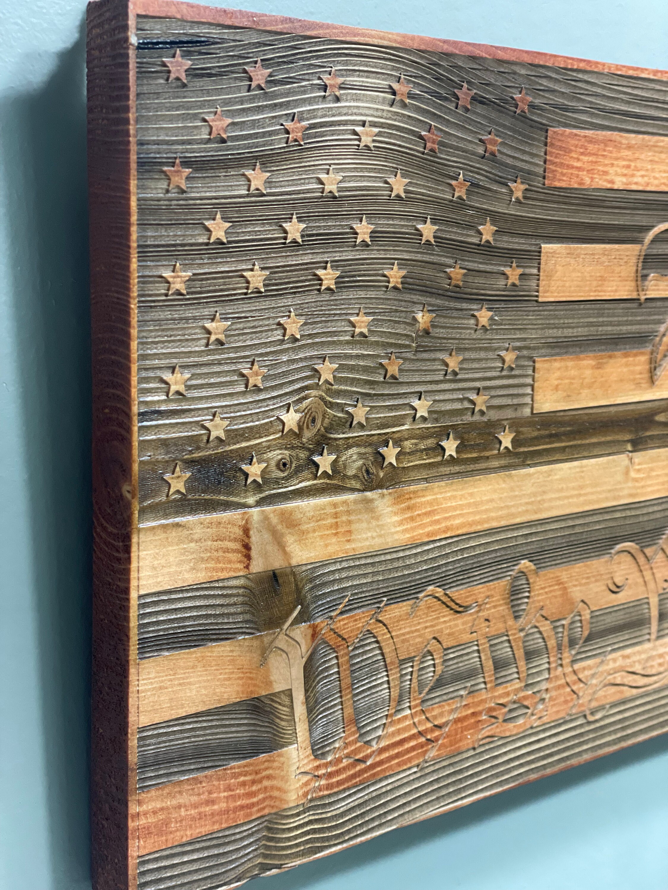 Laser Engraved “we the People” Wooden Sign, With Eagle and American ...