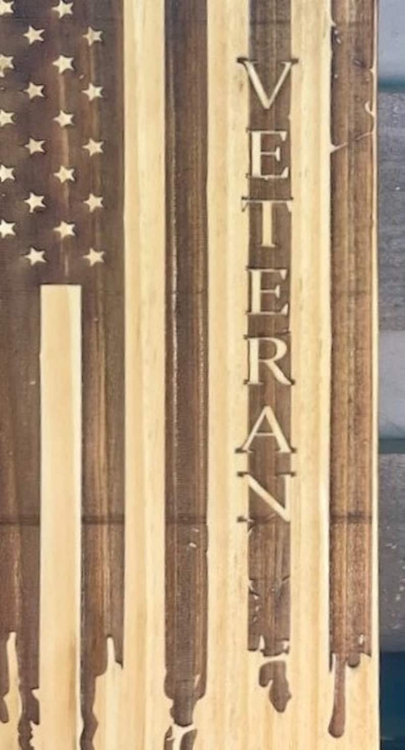 Distressed Wooden Veteran American Flag, Veteran Flag, Veteran Sign ...