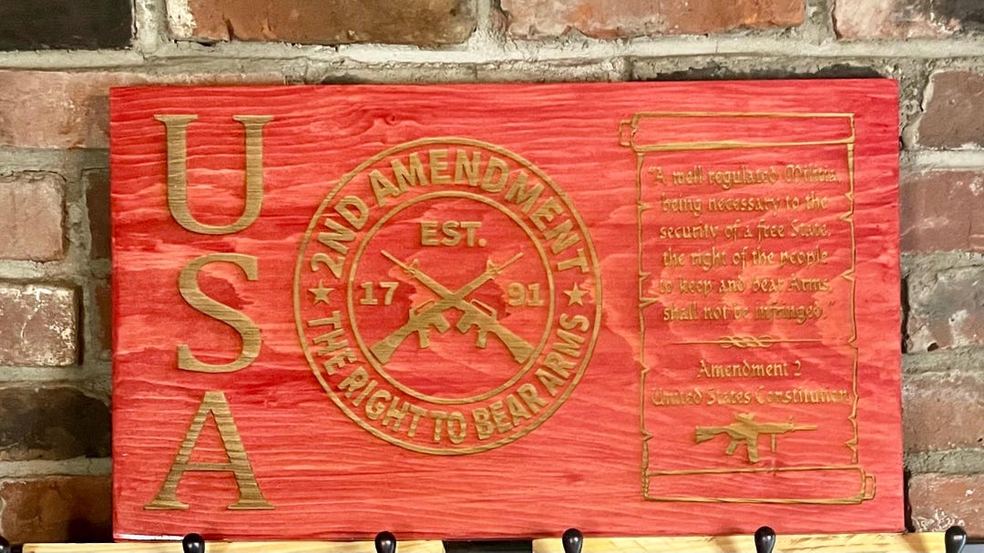 2nd Amendment Sign, Custom Laser Engraved Patriotic Sign, RED 2nd ...