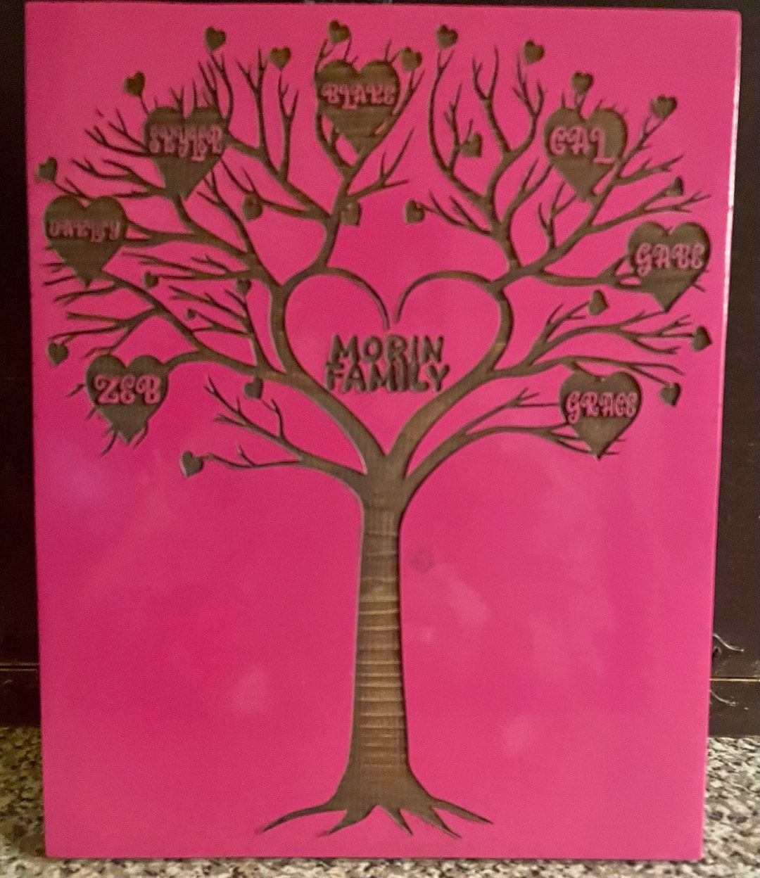 Family Heart Tree Sign, Laser Engraved Family Sign, Valentines Day ...