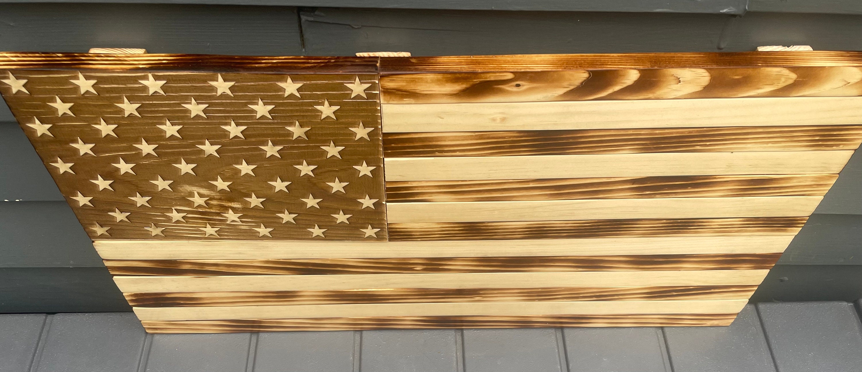 Wood Burned American Flag, Laser Engraved Flag, Rustic Flag - Etsy