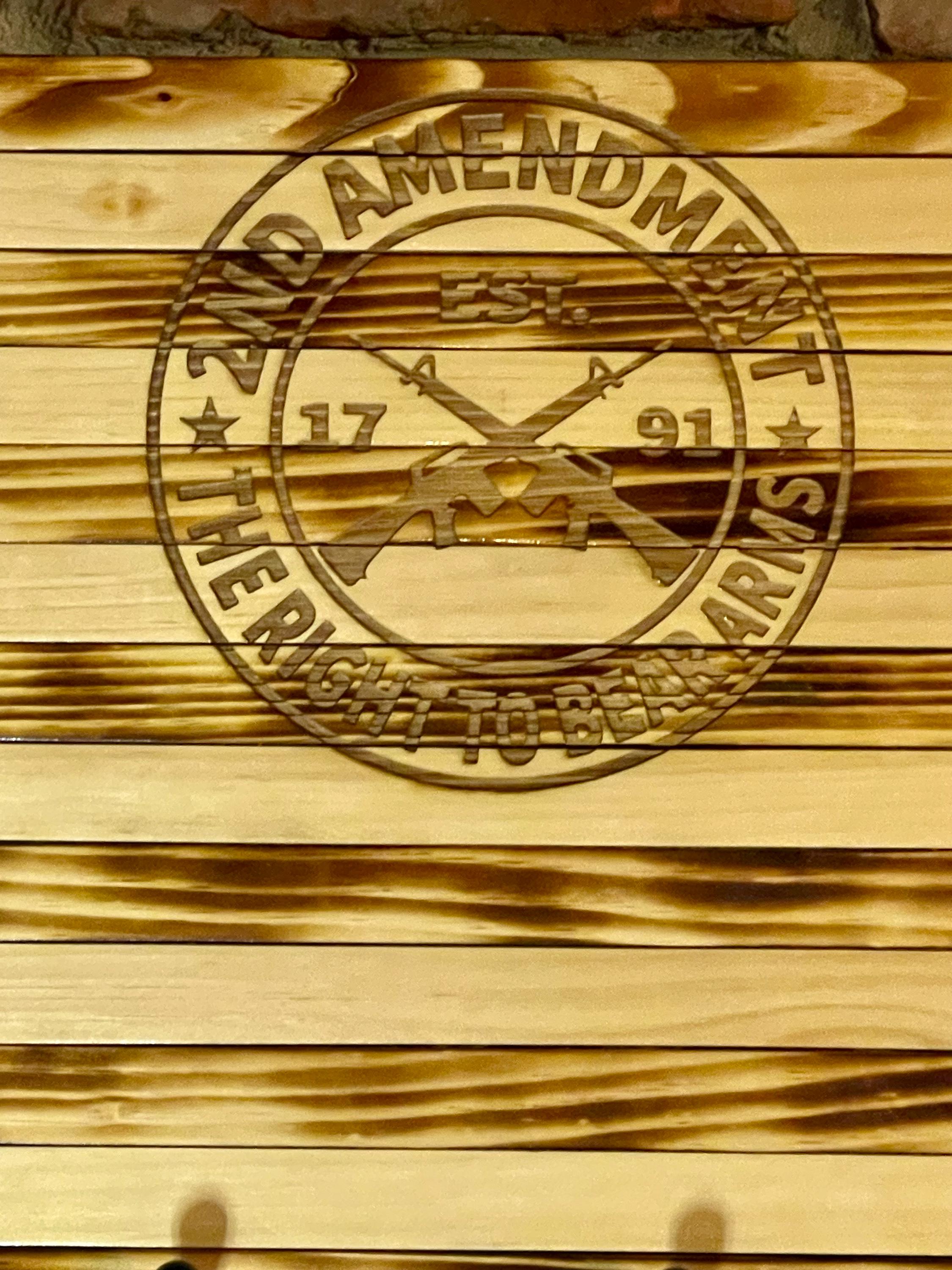 2nd Amendment Wood Burned American Flag, Laser Engraved Flag, Rustic ...