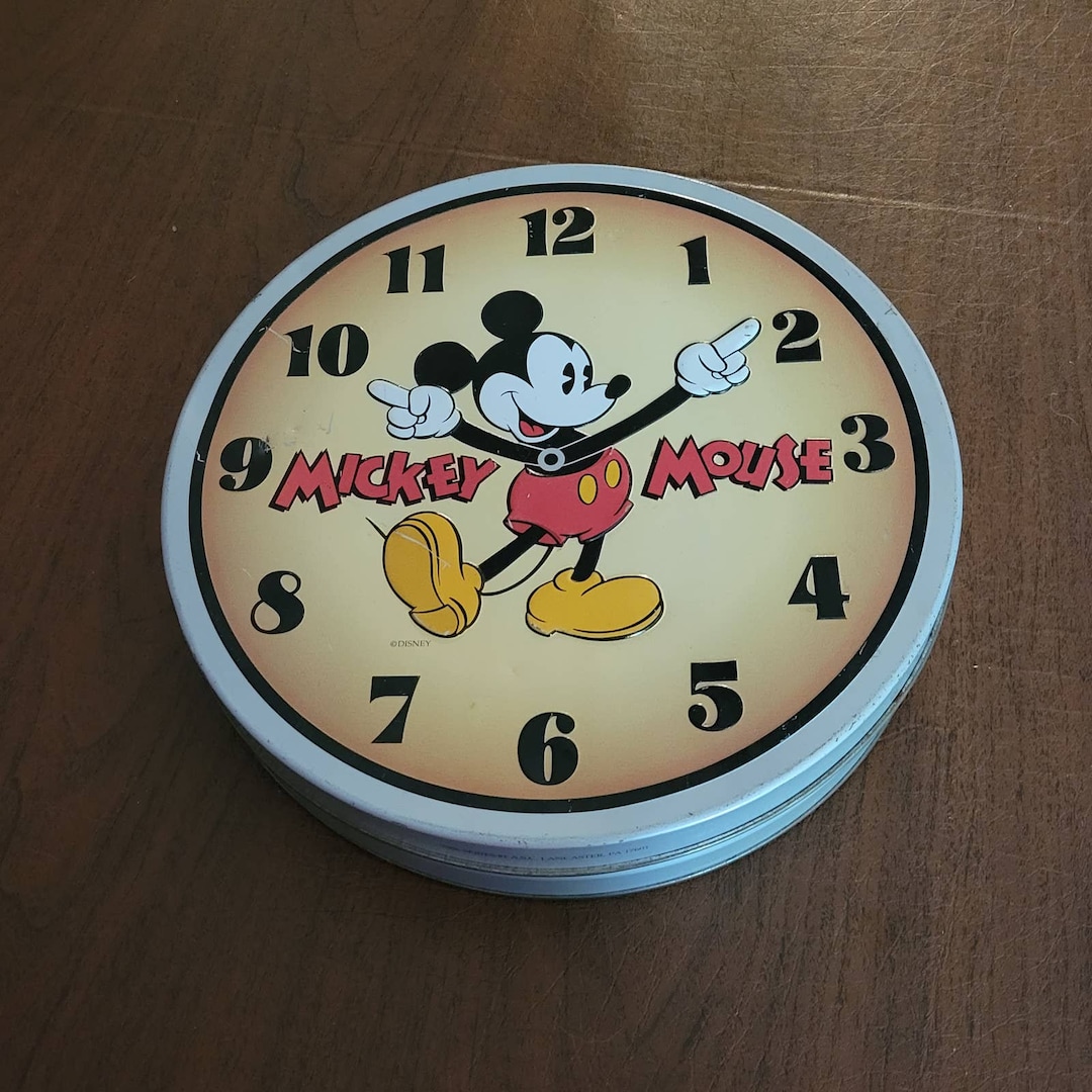 Vintage 1996 Mickey Mouse Disney Clock Collectible Tin Canister Made in ...