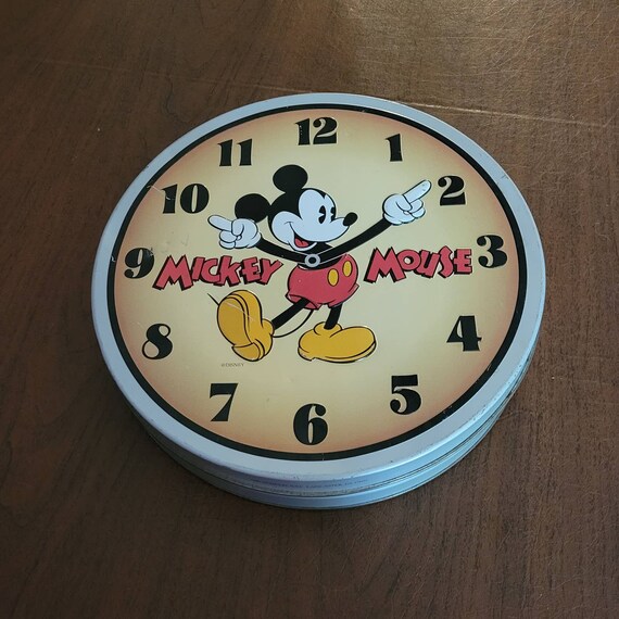 Vintage 1996 Mickey Mouse Disney Clock Collectible Tin - Etsy