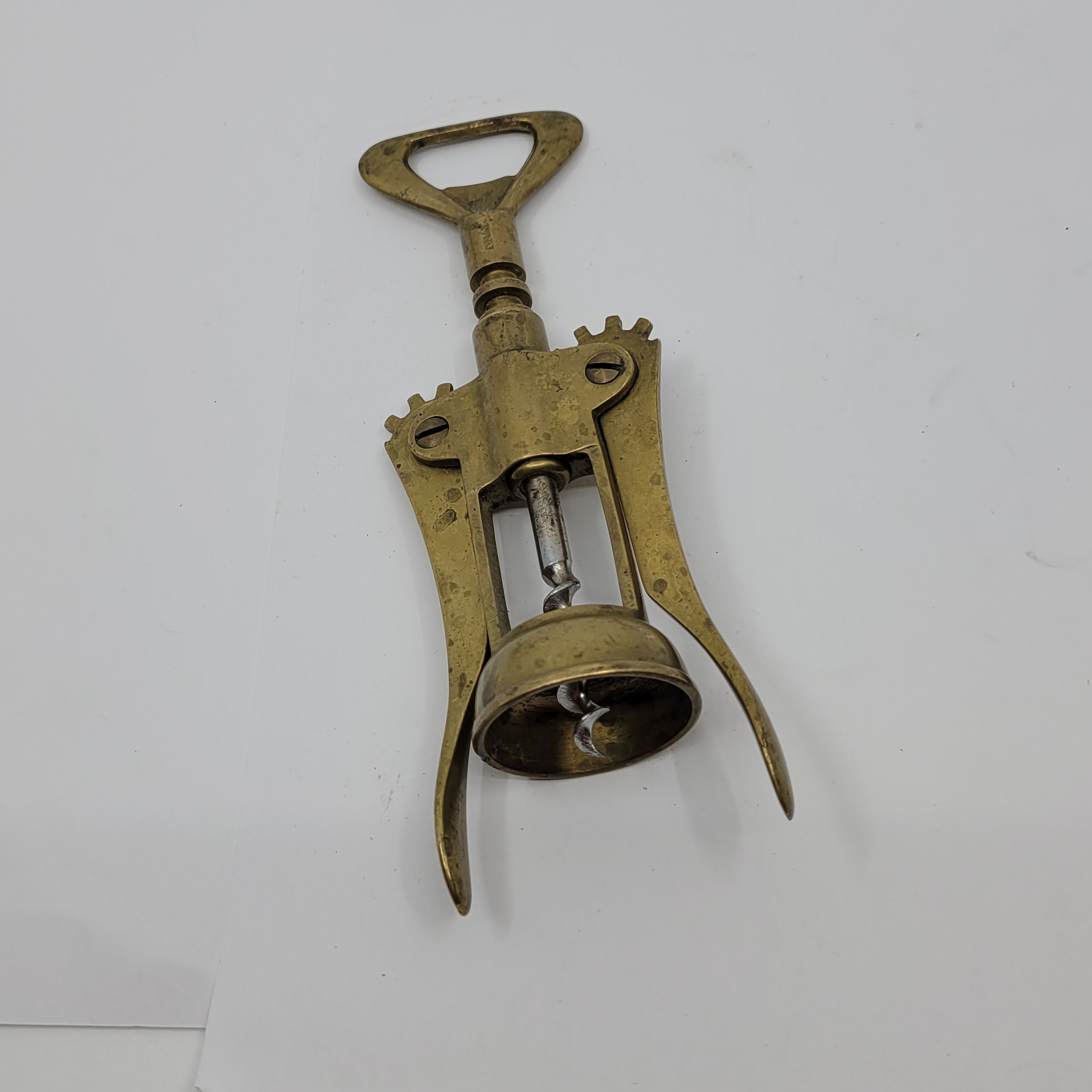 Vintage Brass Corkscrew Wine Bottle Opener Made In Italy Etsy