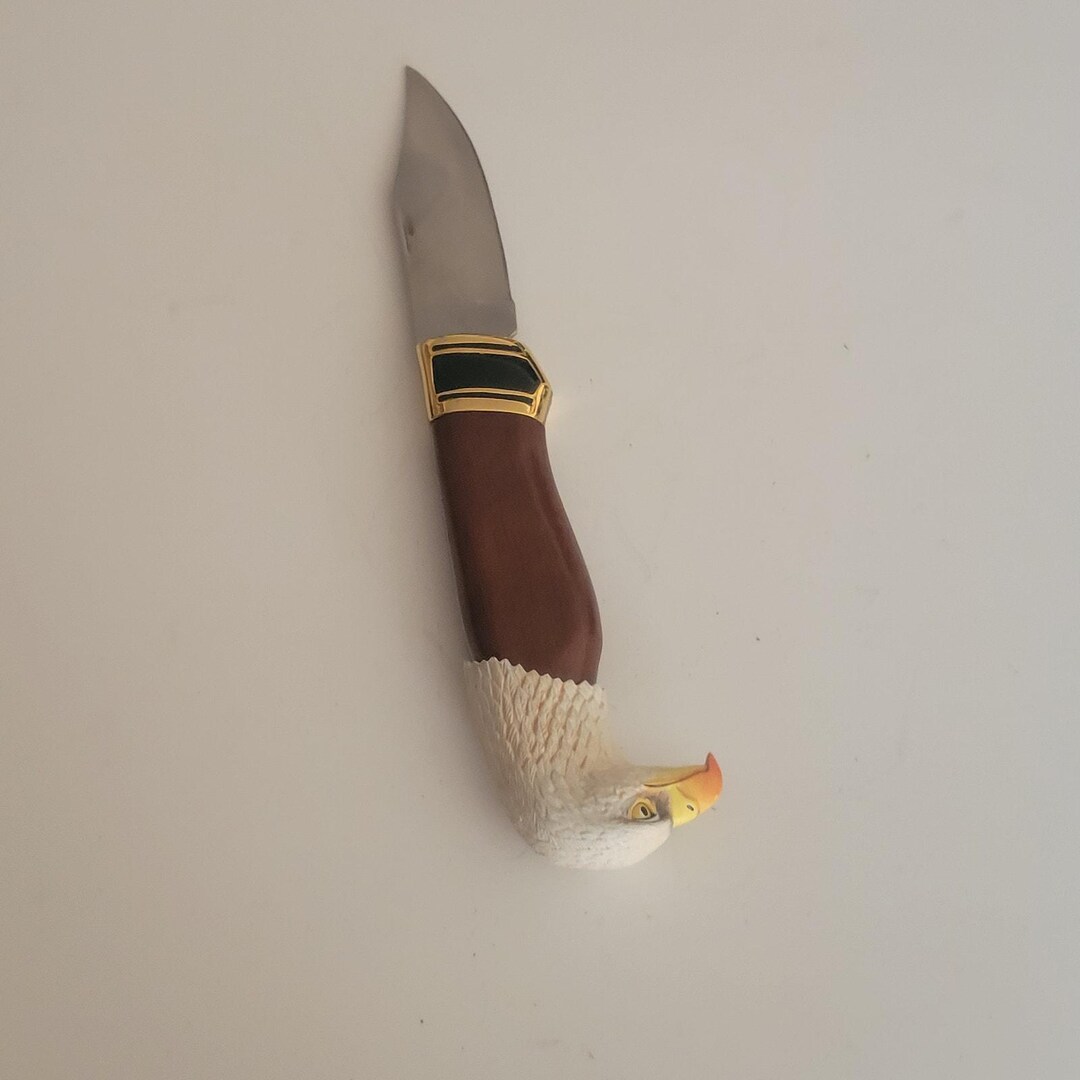 Vintage Franklin Mint Collector Bald Eagle Head Single Blade Pocket ...