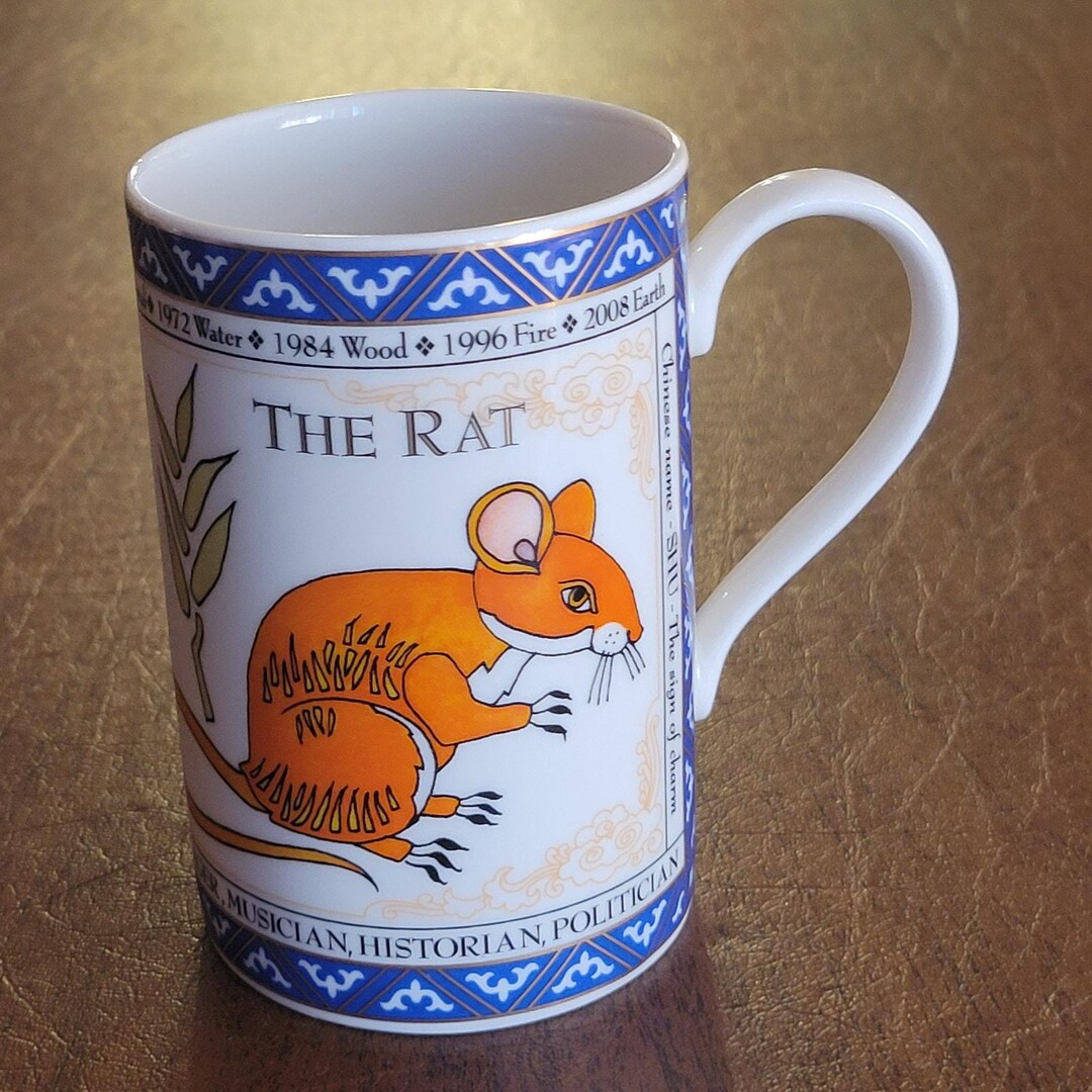 Rare Vintage Dunoon Chinese Astrology Zodiac Mug The Rat Made In
