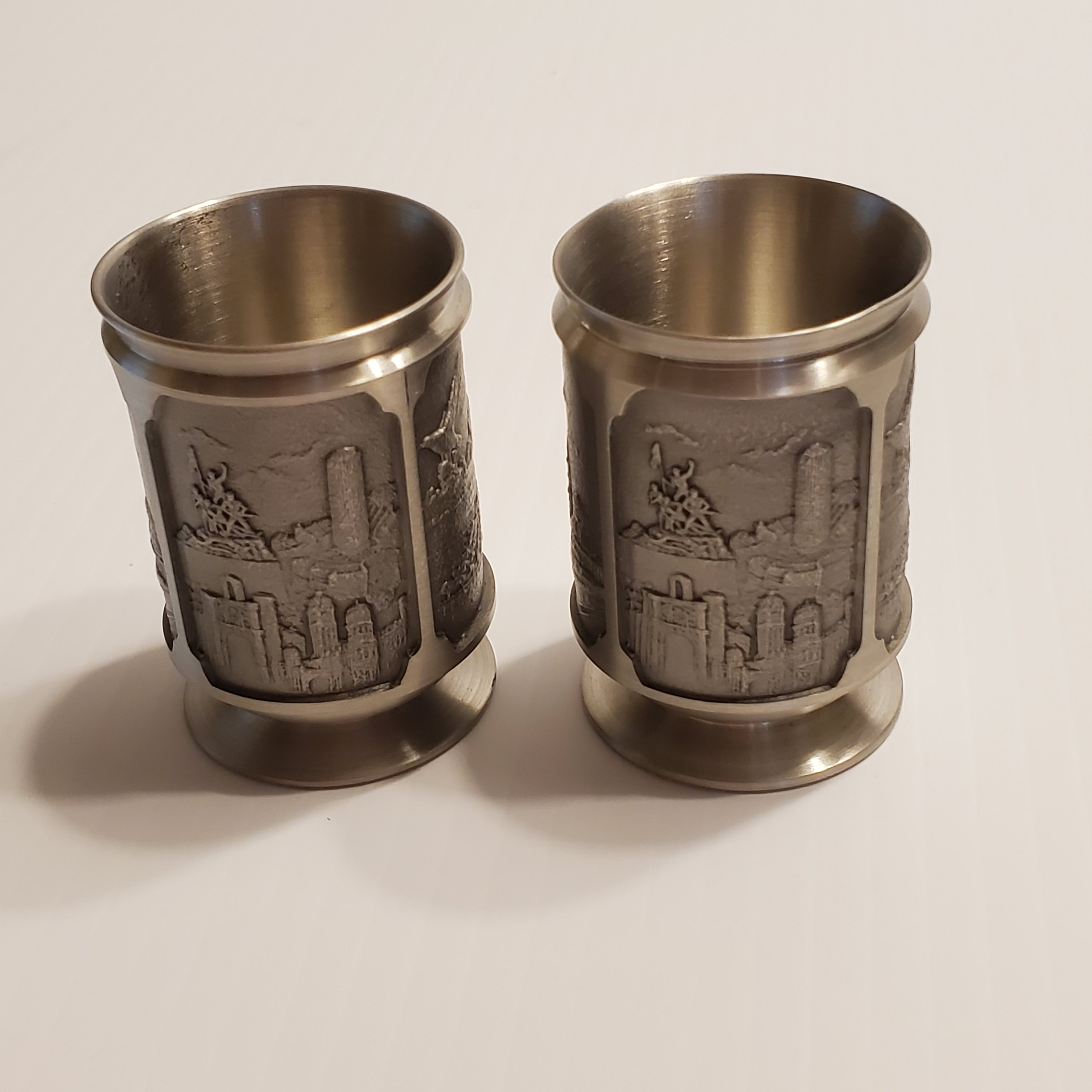 Selwin Pewter Malaysia Scenes Set of 2 Shots Glasses. Vintage - Etsy